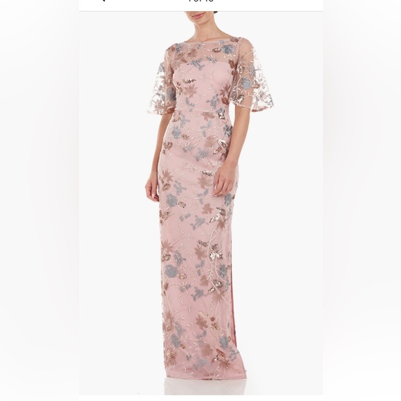 JS Collections | Dresses | Js Collections Pink And Silver Floral Gown ...
